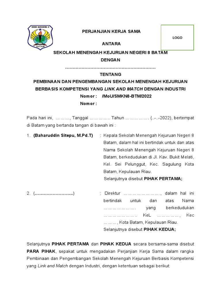 Draf MoU SMKN8 | PDF