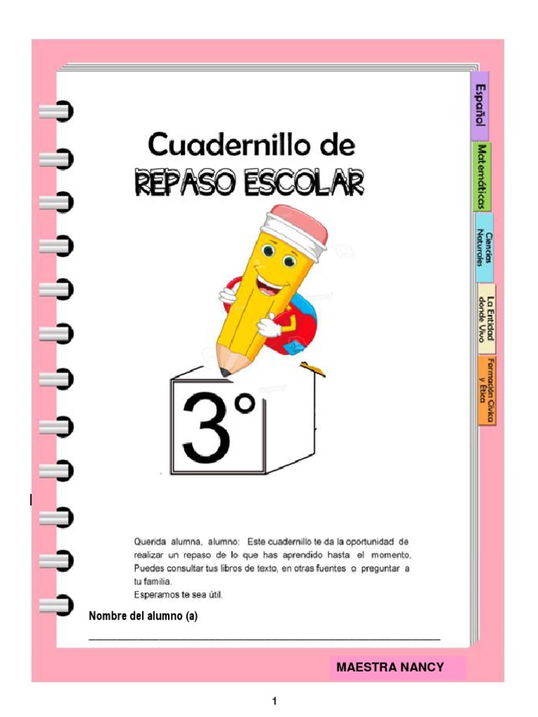 3° Cuadernillo de Repaso Escolar | PDF | Vía láctea | Papel