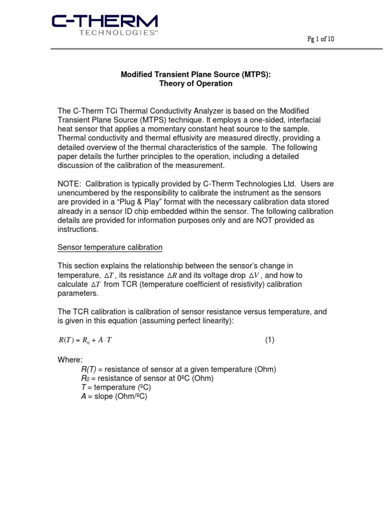 Determining Thermal Properties Through the Modified Transient Plane ...