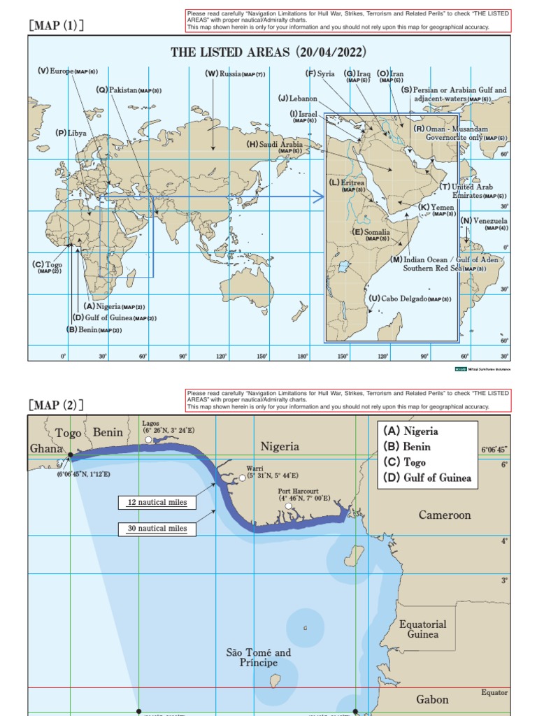 War Risk listed Area Map | PDF | Persian Gulf | Arabian Peninsula