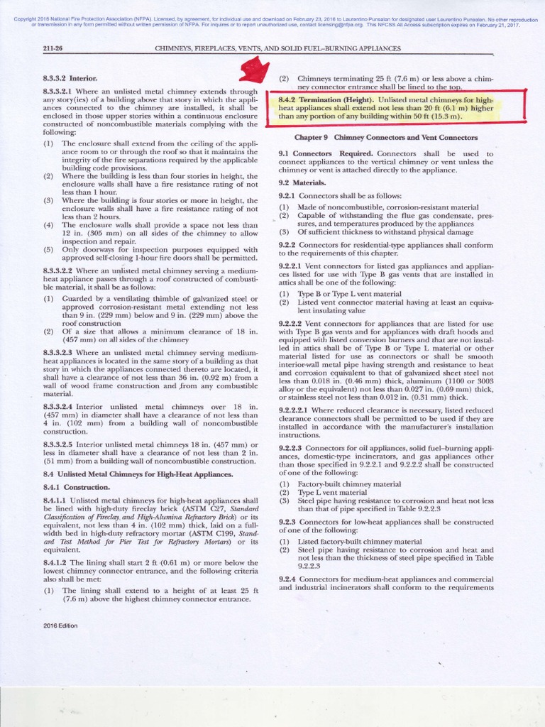NFPA 211_Par. 8.4.2 | PDF | Chimney | Pipe (Fluid Conveyance)