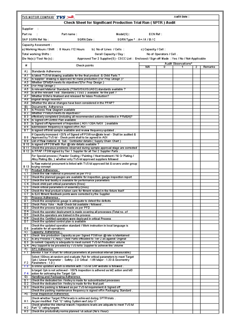 SPTR Rev Check List | PDF | Chess