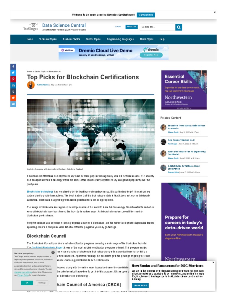 Top Picks For Blockchain Certifications | PDF | Professional Certification | Cryptocurrency