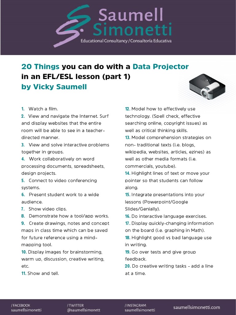 20 Things Data Projector by Vicky Saumell: You Can Do With A in An EFL ...