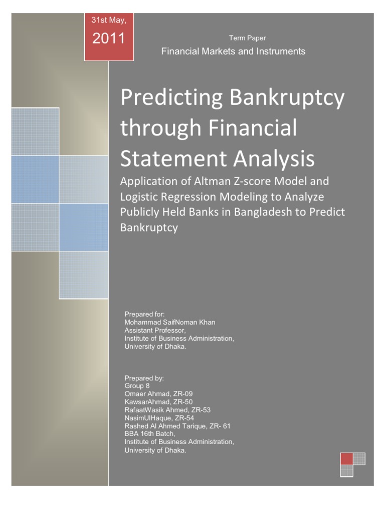 Predicting Bankruptcy Through Financial Statement Analysis | PDF ...