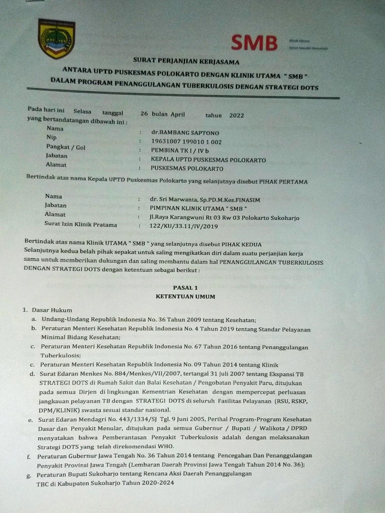 MOU Klinik SMB | PDF