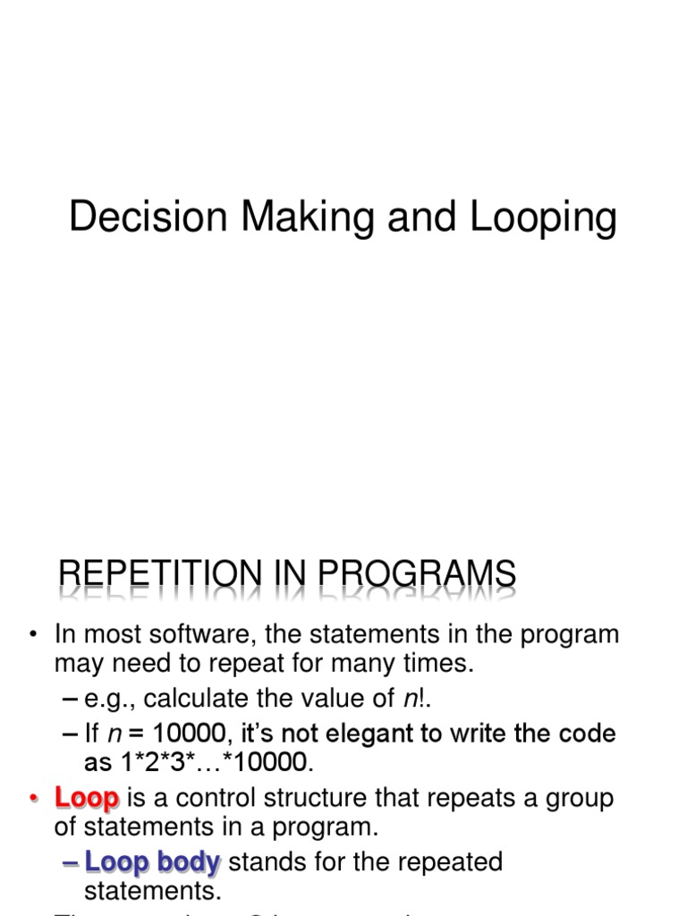 Decision Making and Looping | PDF | Control Flow | Computer Programming Decision Making and Looping | PDF | Control Flow | Computer Programming