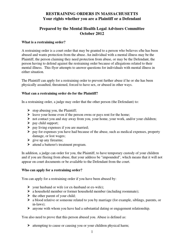 Restraining Order | PDF | Restraining Order | Contact (Law)