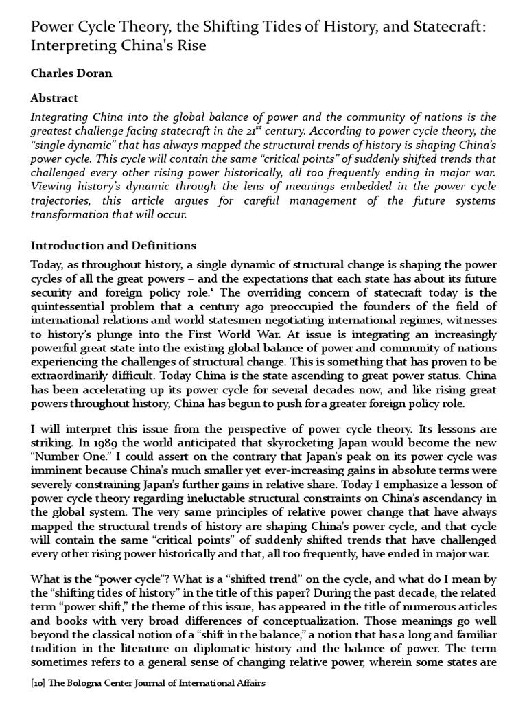 Doran Power Cycle Theory | PDF | Economic Growth | China