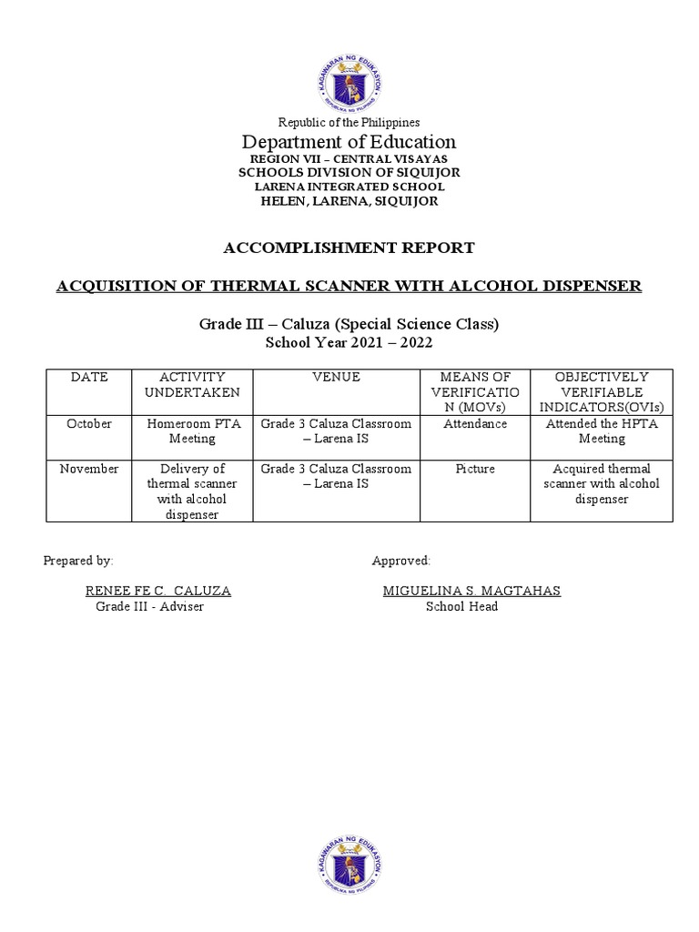 ACCOMPLISHMENT REPORT_PROJECTS_2021_2022 | PDF