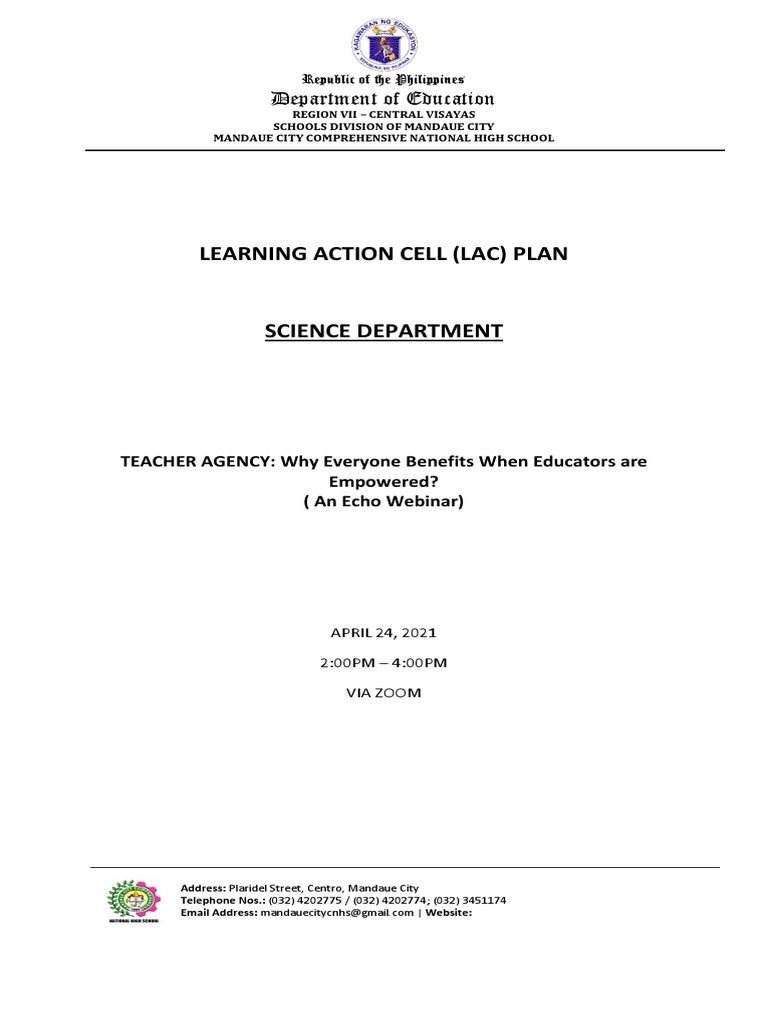 Learning Action Cell (Lac) Plan: Department of Education | PDF ...