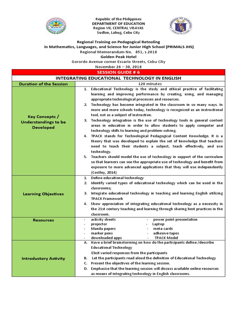 Integrating Educational Technology in English: Session Guide # 6 | PDF ...