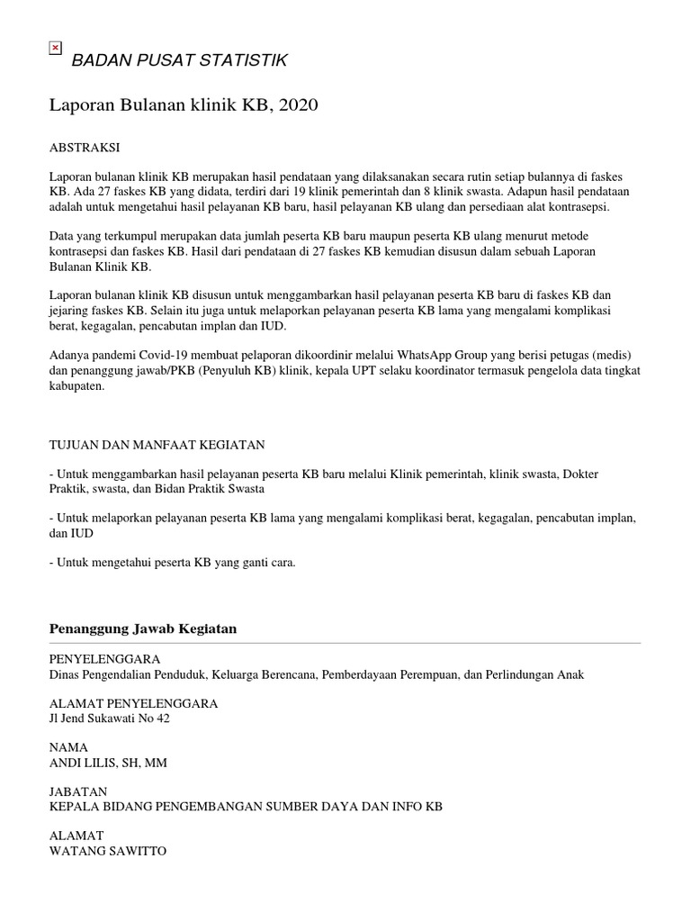 Laporan Bulanan KB | PDF
