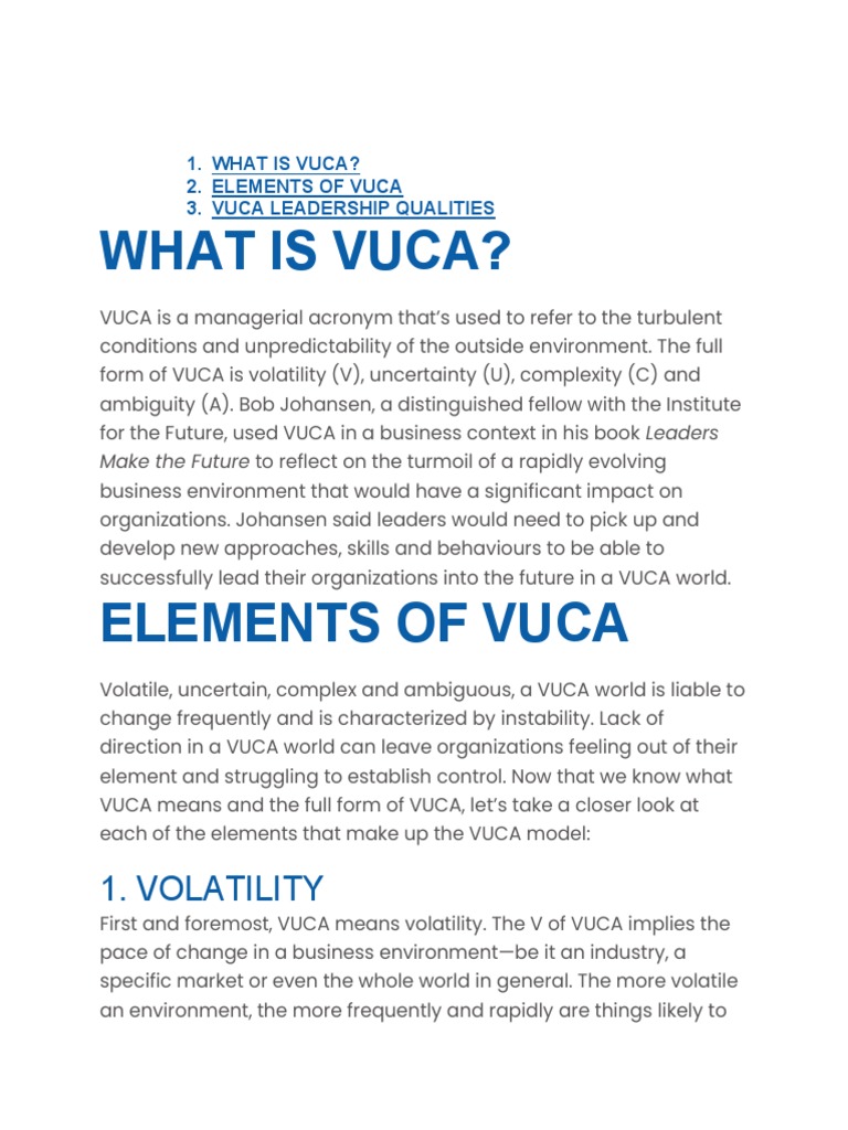 VUCA Leadership | PDF | Leadership | Uncertainty