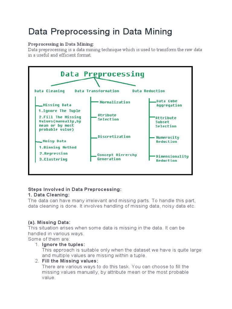 Data Preprocessing in Data Mining | PDF | Principal Component Analysis | Data Compression