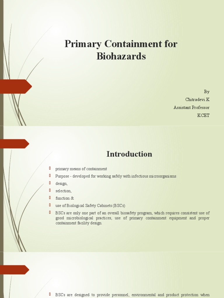 Primary Containment For Biohazards | PDF | Personal Protective ...