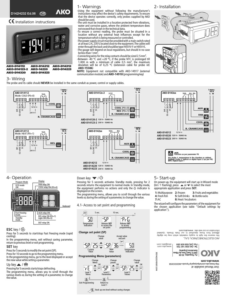 Installation Instructions: GB D142H 32 Ed.06 2 | PDF | Menu (Computing) | Parameter (Computer ...