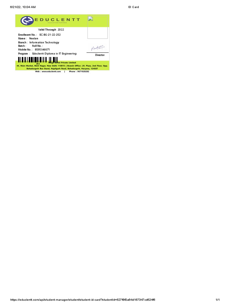 ID Card - Neelam | PDF | Technology & Engineering