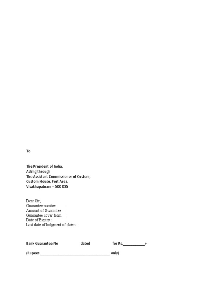 Bank Guarantee Format for Customs | PDF | Guarantee | Justice