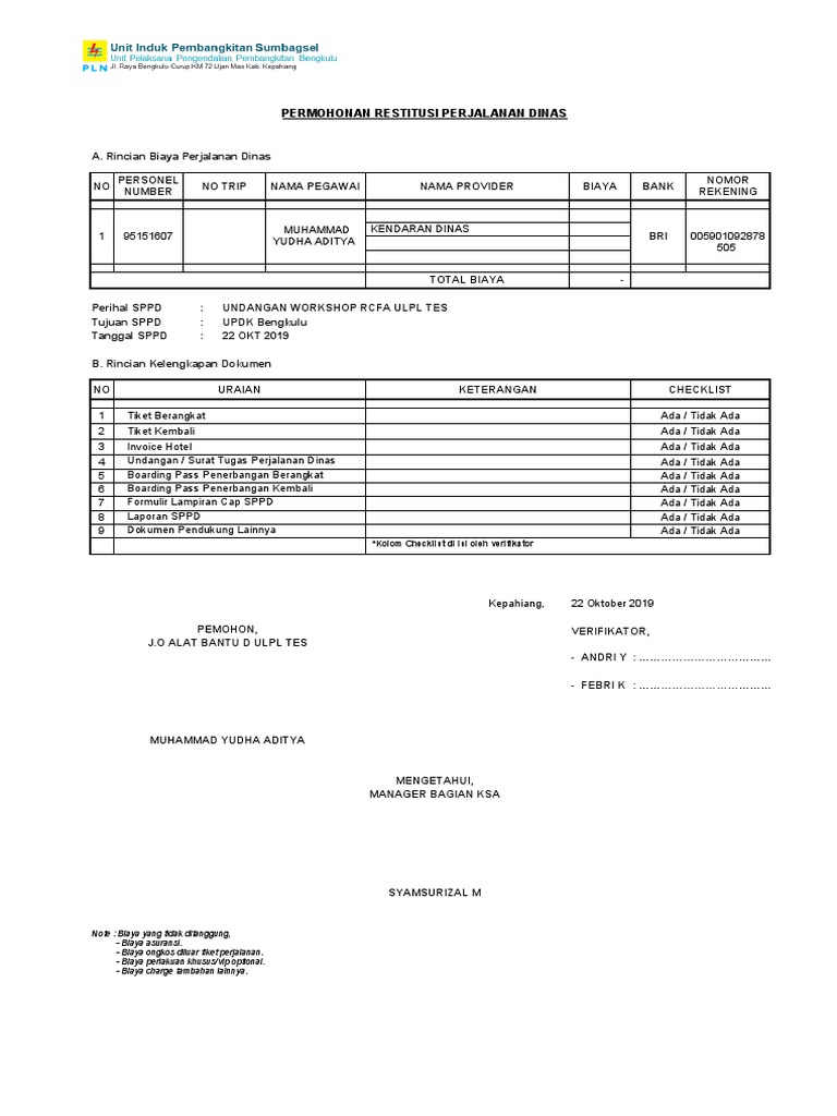 Form Laporan SPPD Terbaru1 | PDF