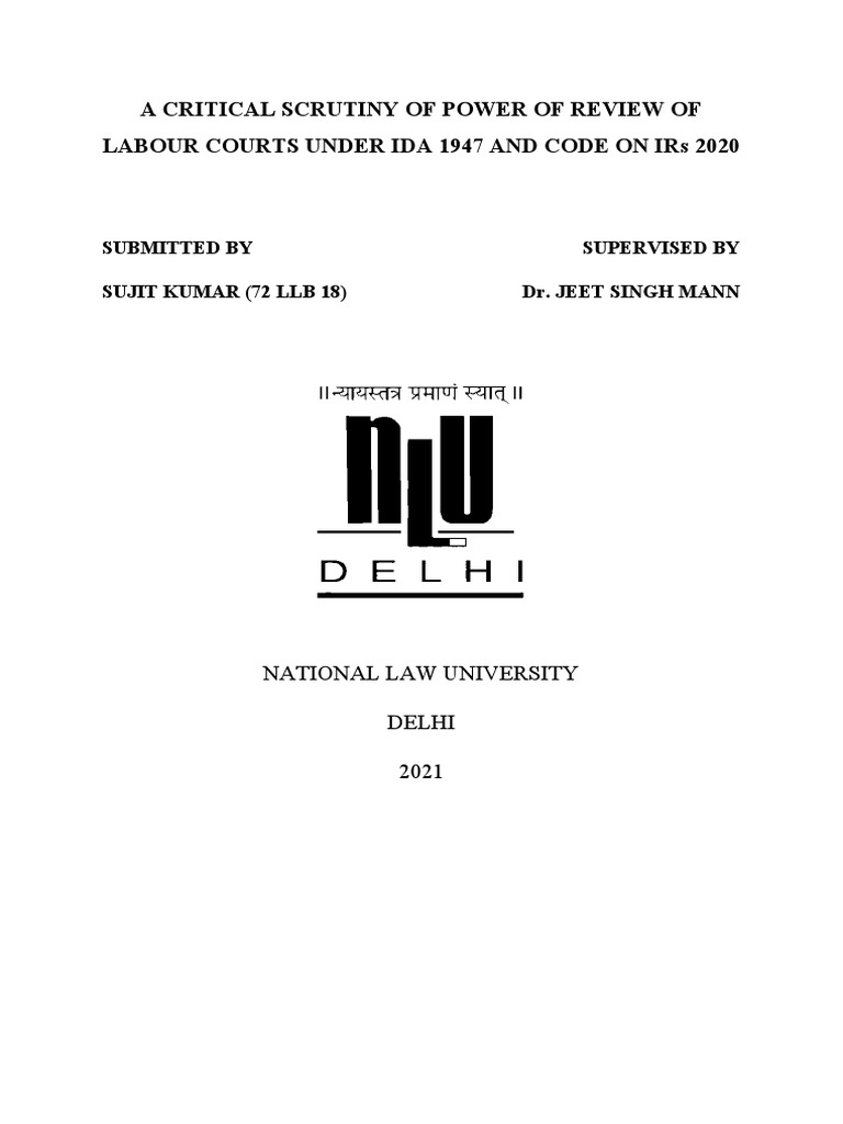 Power of Review - Labour Courts or Industrial Tribunals | Download Free ...