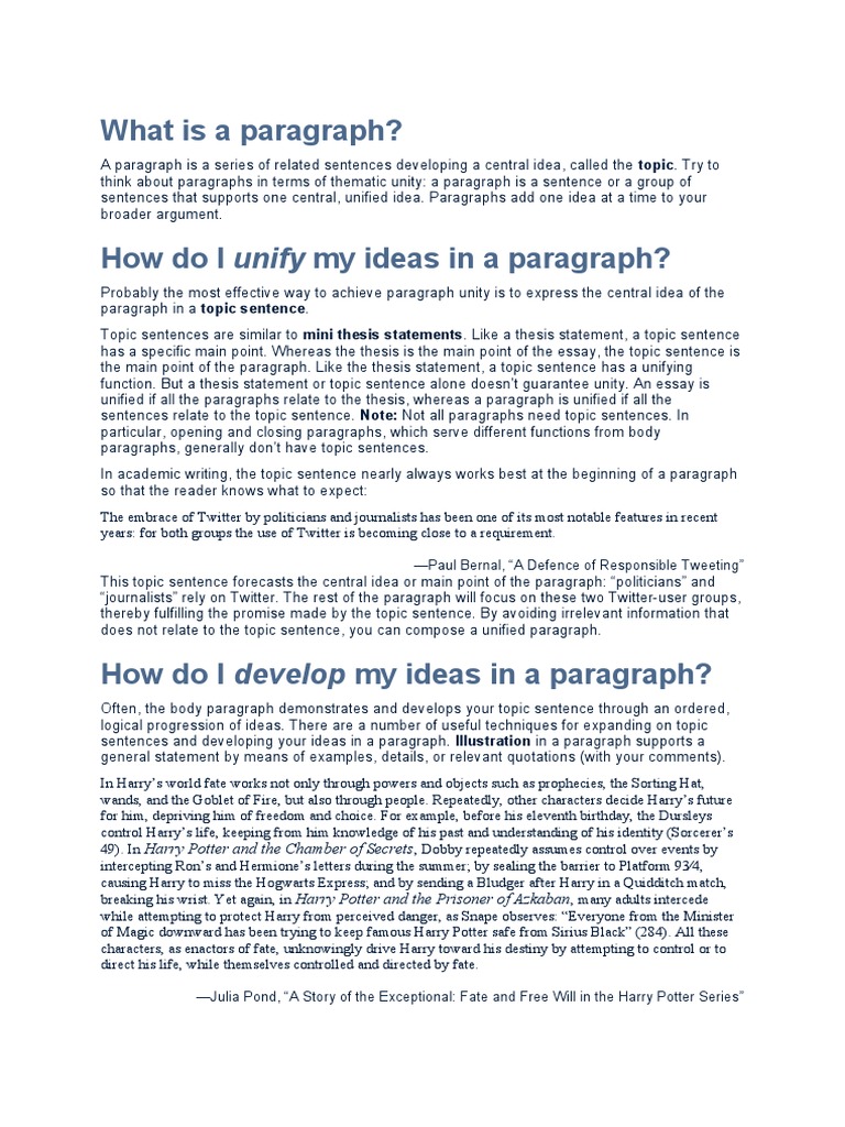 What Is A Paragraph?: Harry Potter and The Chamber of Secrets Harry ...
