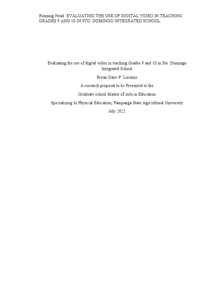 Case Study Evaluating The Use Of Digital Video In Teaching Grades 9 And