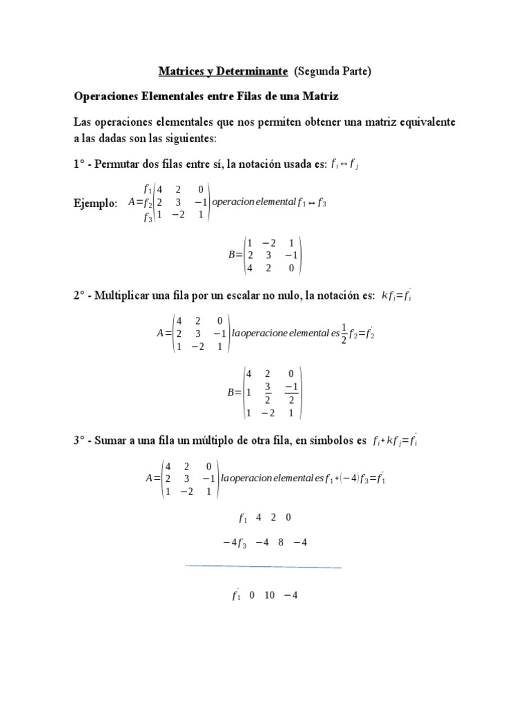 Matrices y Determinante Segunada Parte | PDF | Determinante | Matriz ...