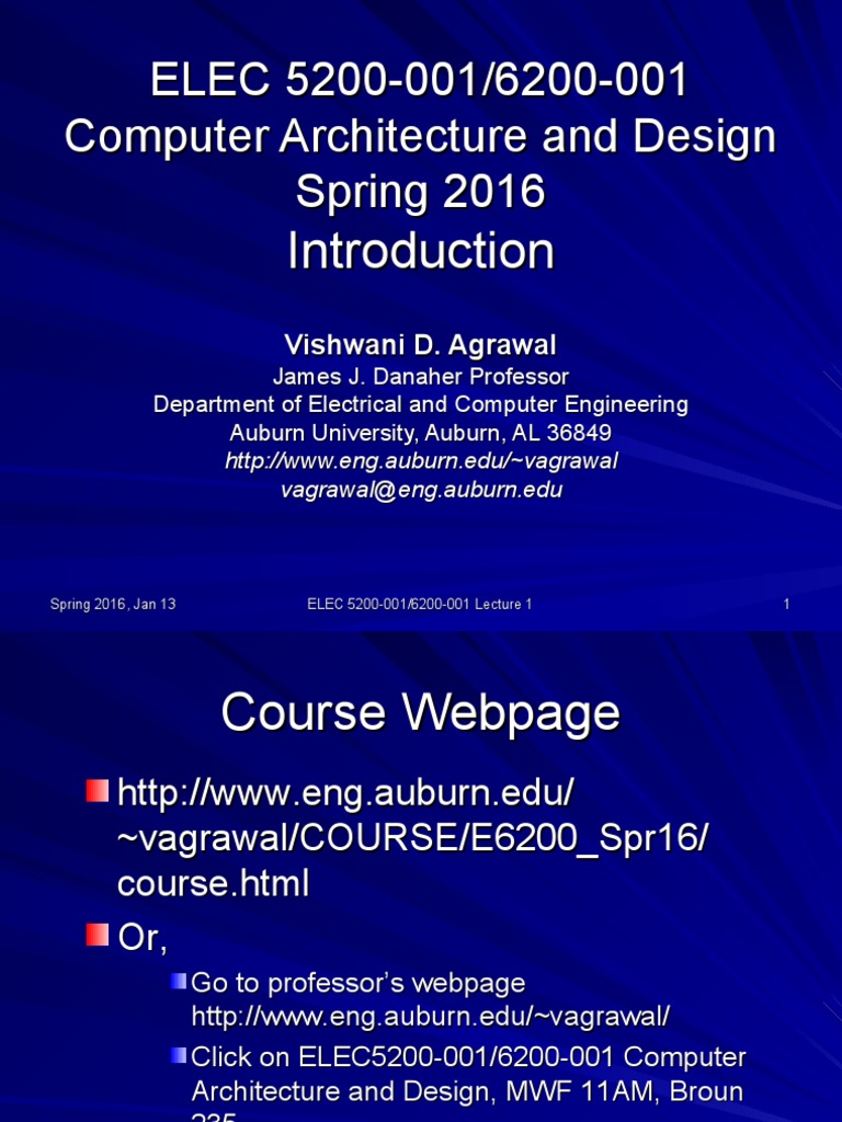 ELEC 5200-001/6200-001 Computer Architecture and Design Spring 2016 ...