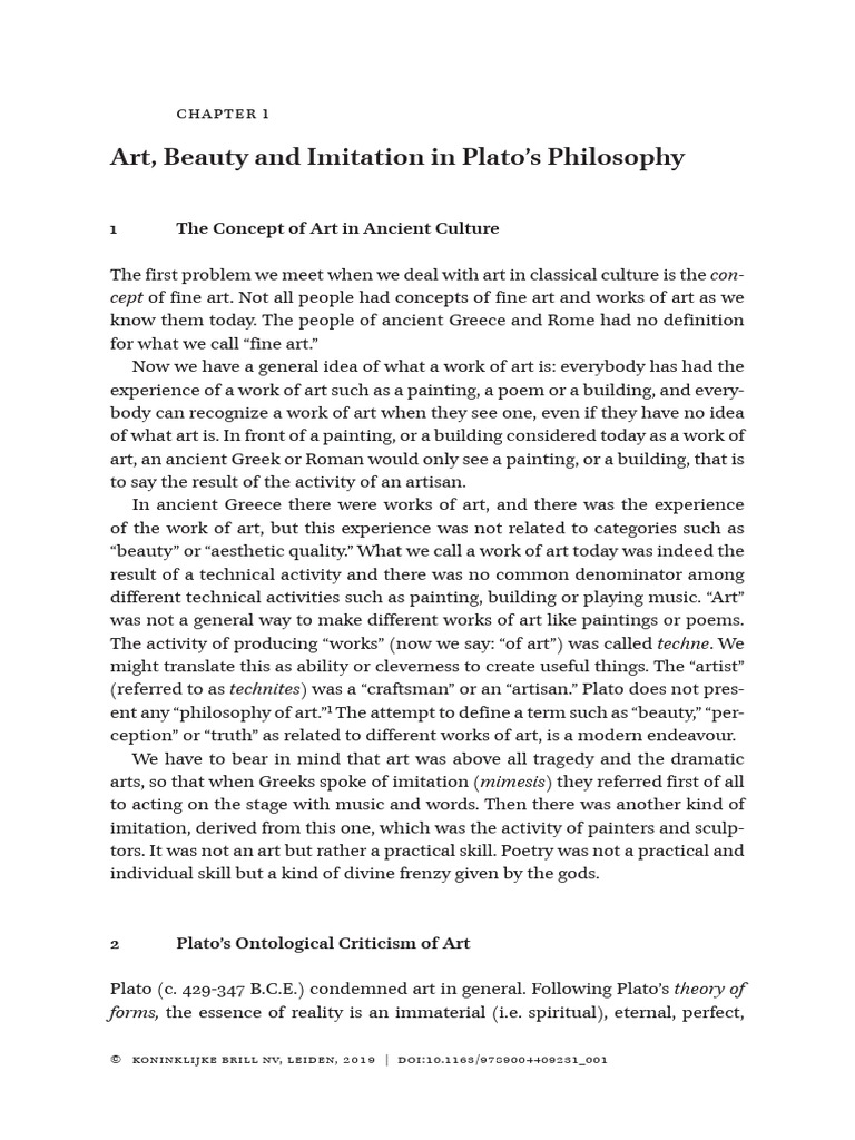 Art, Beauty and Imitation in Plato 'S Philosophy | PDF | Reality ...