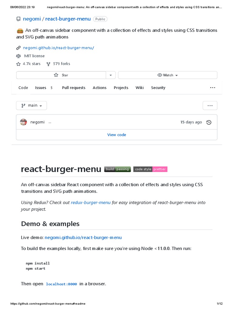 React-Burger-Menu: Demo & Examples | Download Free PDF | Computer ...