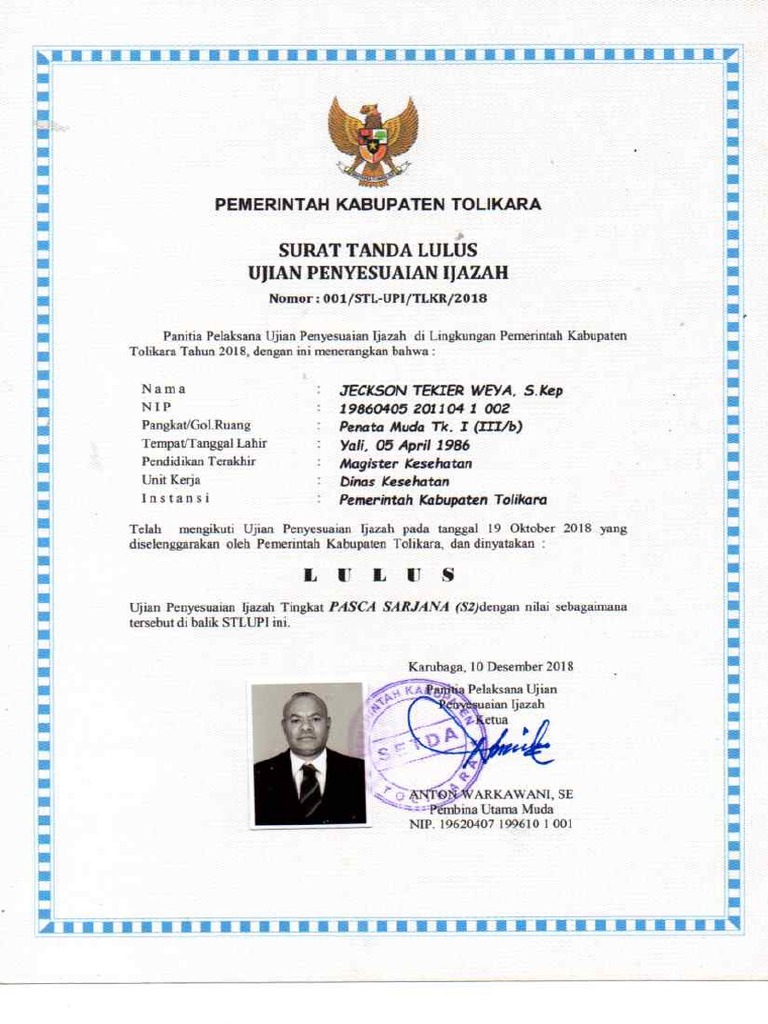 Surat Tanda Lulus Ujian Penyesuaian Ijazah s2 Bagian 1 | PDF