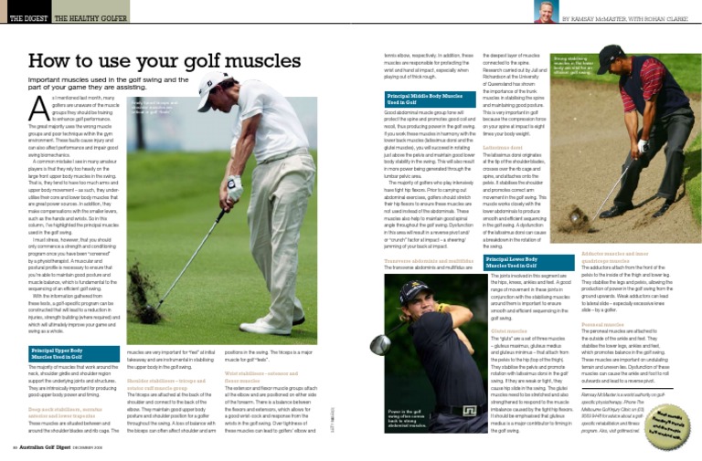 The Healthy Golfer muscles for an efficient swing | PDF | Pelvis | Elbow