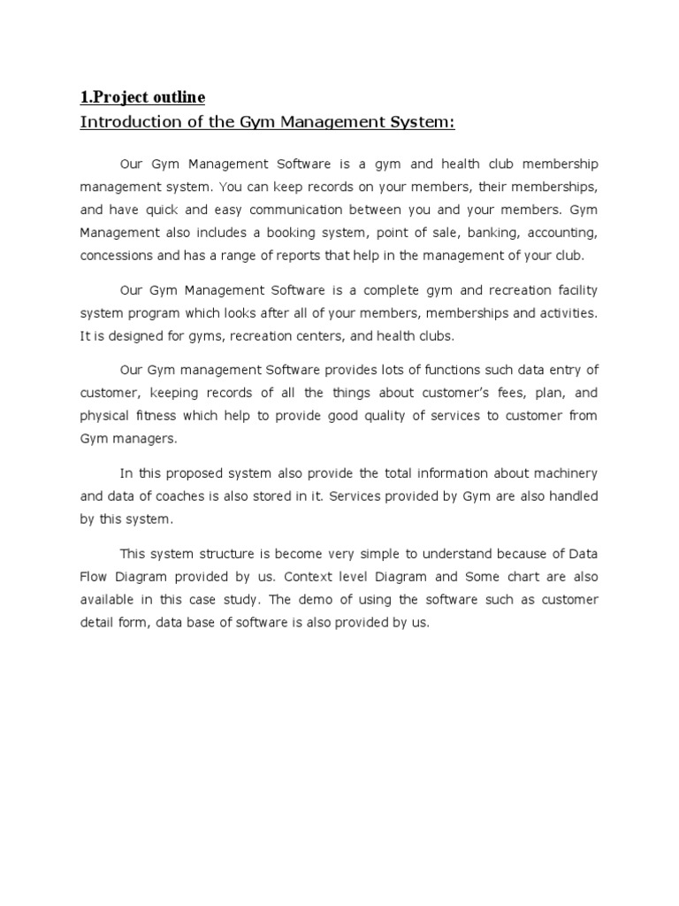 1.project Outline: of The Gym Management System | PDF | Software ...