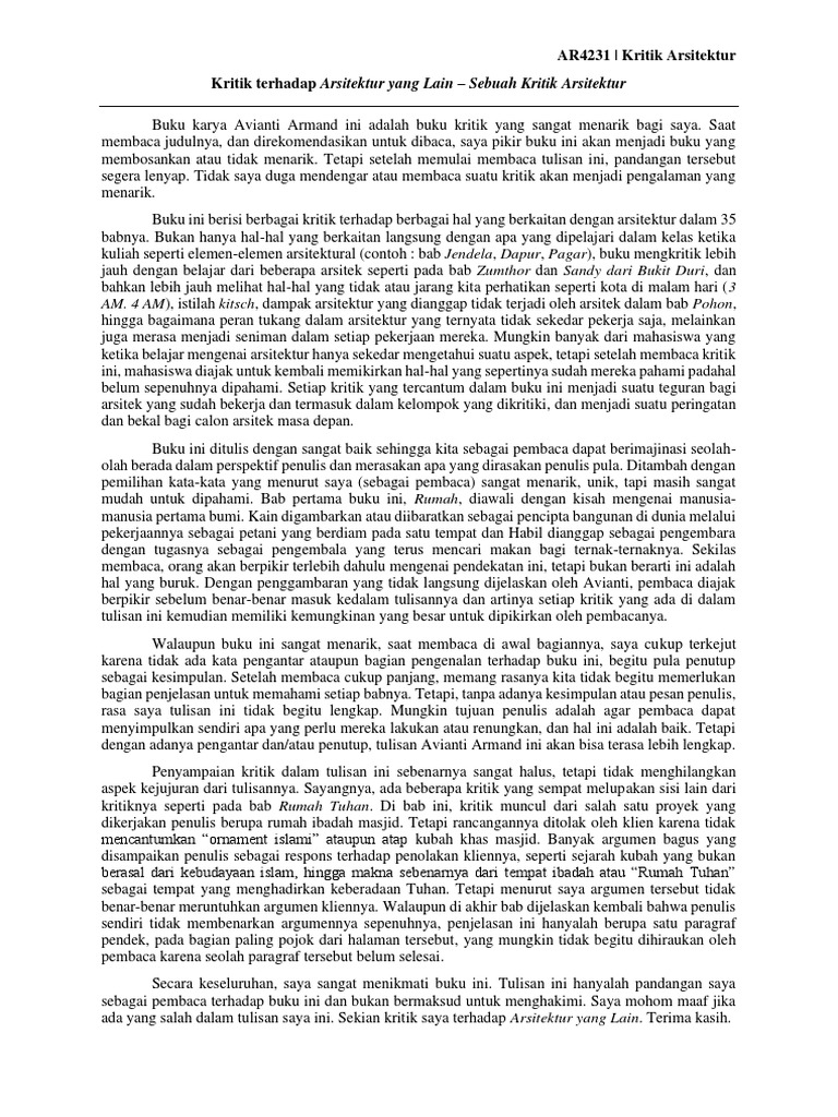 My Takes On Arsitektur Yang Lain by Avianti Armand | PDF