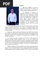Bionote Template for Faculty Profiles | PDF | Academic Degree | Doctorate