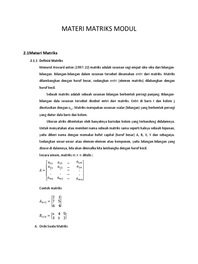 Materi Matriks Modul | PDF
