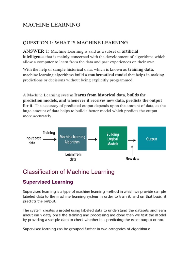 Question 1: What Is Machine Learning Answer 1 | PDF | Coefficient Of ...