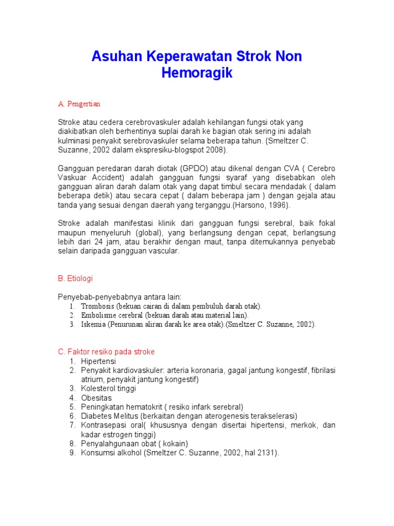 Materi Askep Stroke Non Hemoragik | PDF