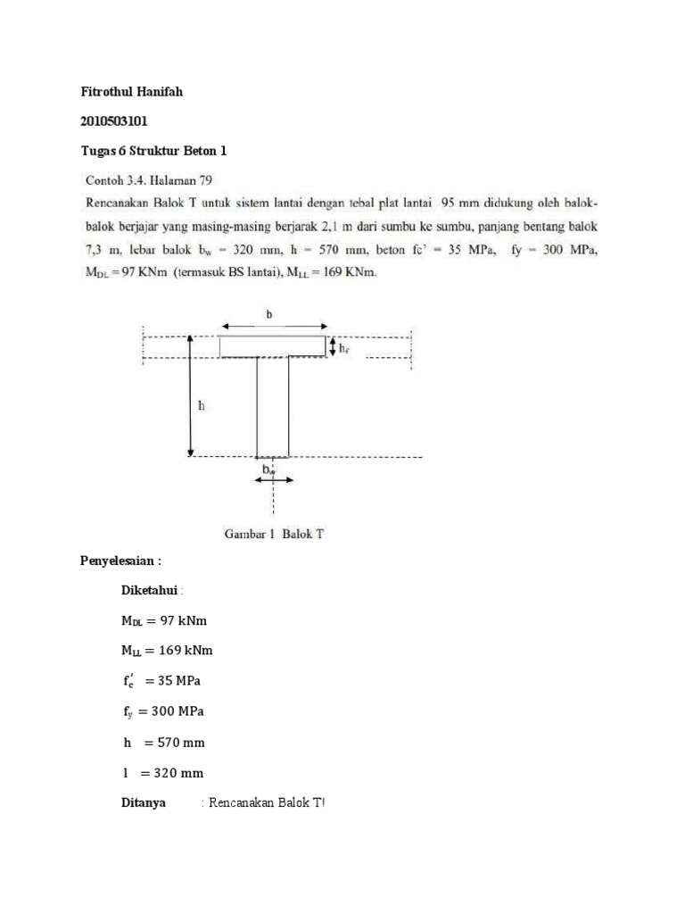 Rencana Balok T dalam Struktur Beton | PDF | Metode & Bahan Ajar ...