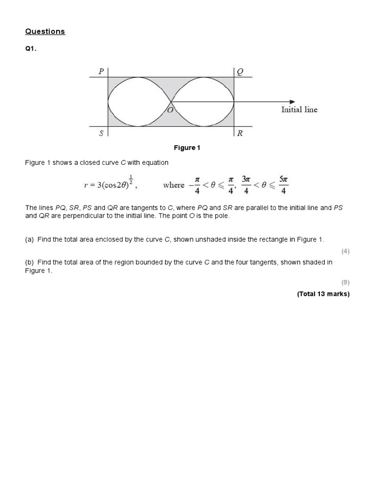8) A Level Further Maths Polar Coordinates QP | Download Free PDF ...