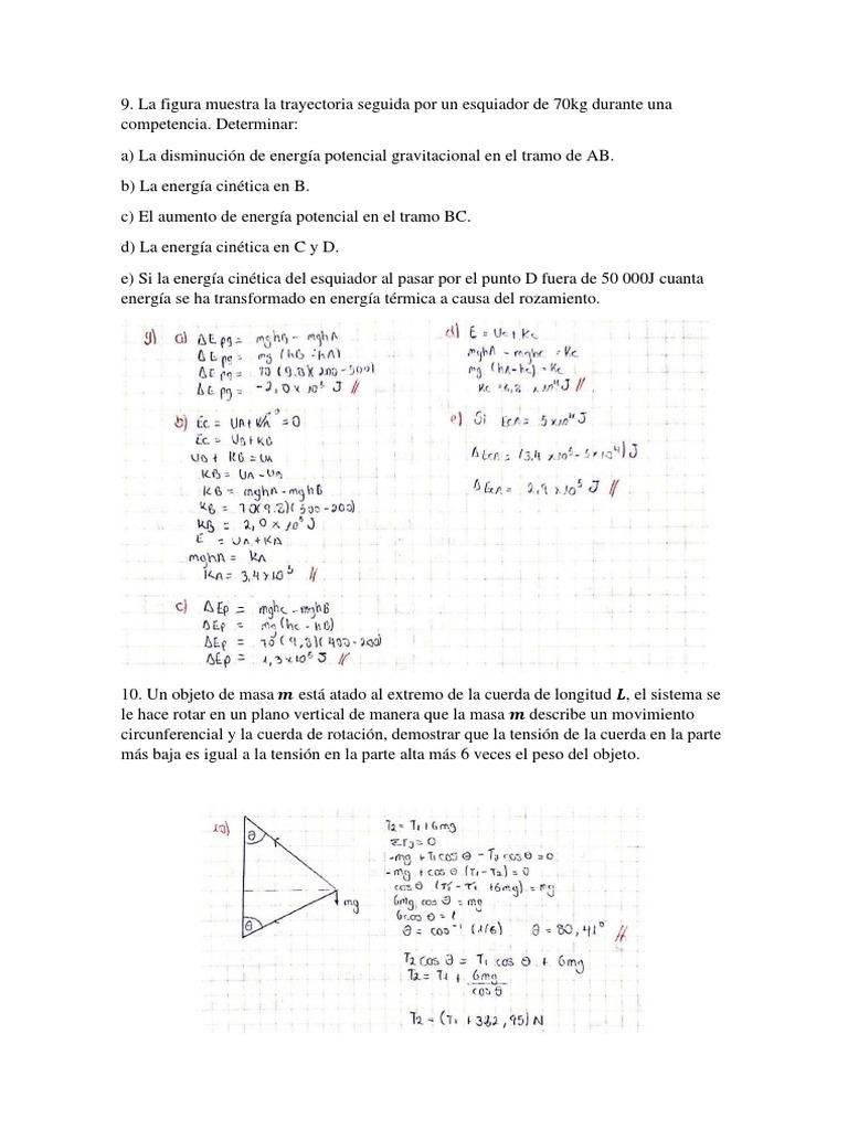 Fisica Parte 1 Ejercicios 9-15 | PDF | Masa | Energía cinética