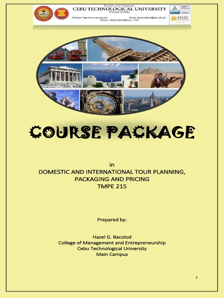 Domestic and Intl Tour Planning Packaging and Pricing Course Pack Final ...