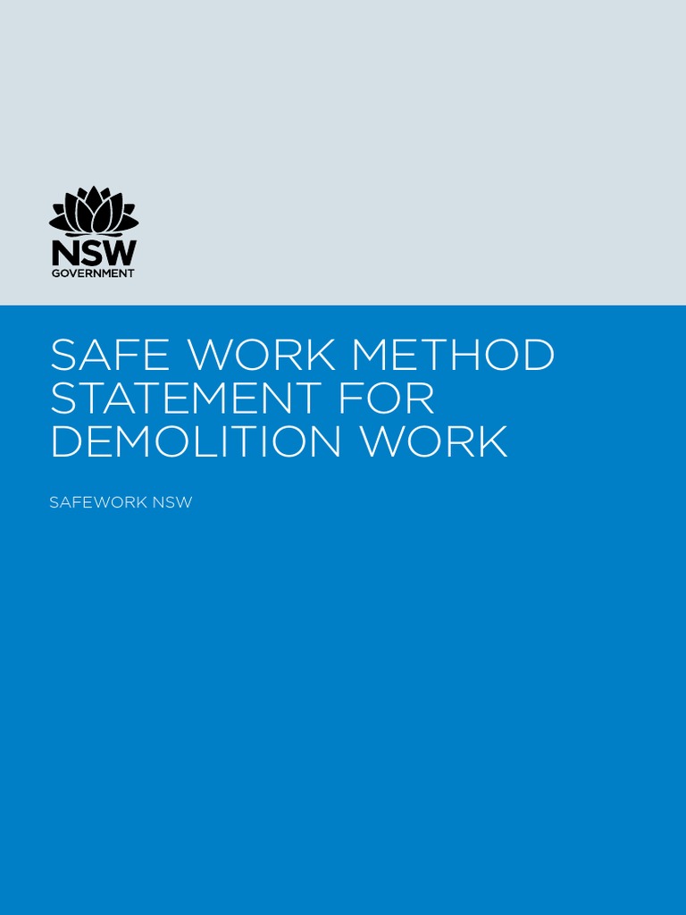 Safe Work Method Statement For Demolition Work: Safework NSW | PDF ...