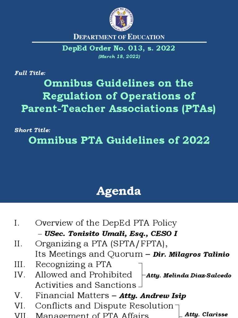 DepEd Releases Omnibus PTA Guidelines | PDF | Banks