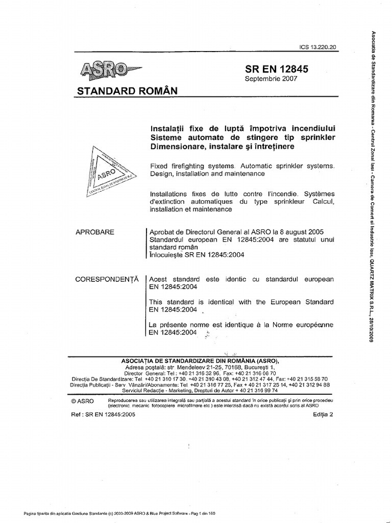 SR-EN 12845-1 Instalatii Fixe de Lupta Impotriva Incendiilor ...