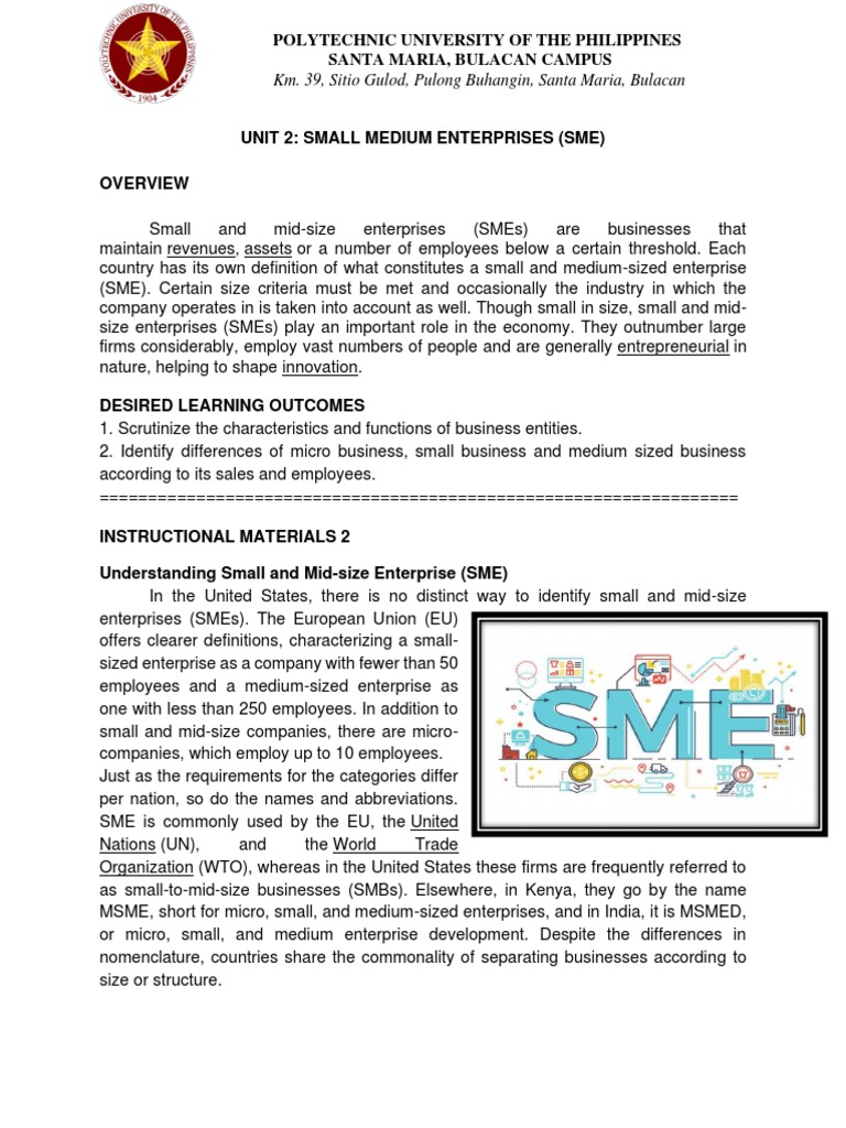 Unit 2 Small Medium Enterprises (Sme) | PDF | Small And Medium Sized ...