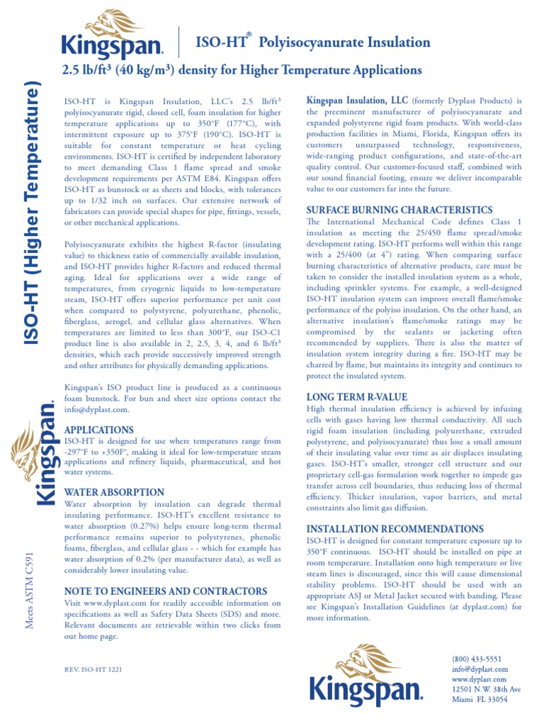 ISO-HT Polyiso Data Sheet | PDF | Thermal Insulation | Polystyrene