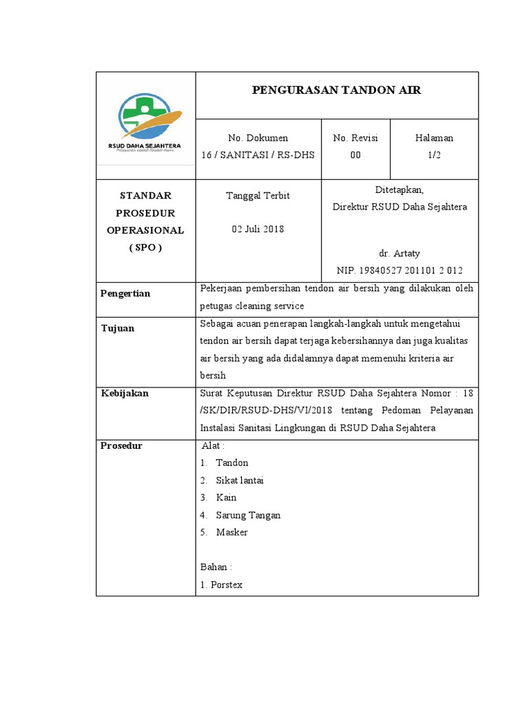 Spo Pengurasan Tandon Air | PDF