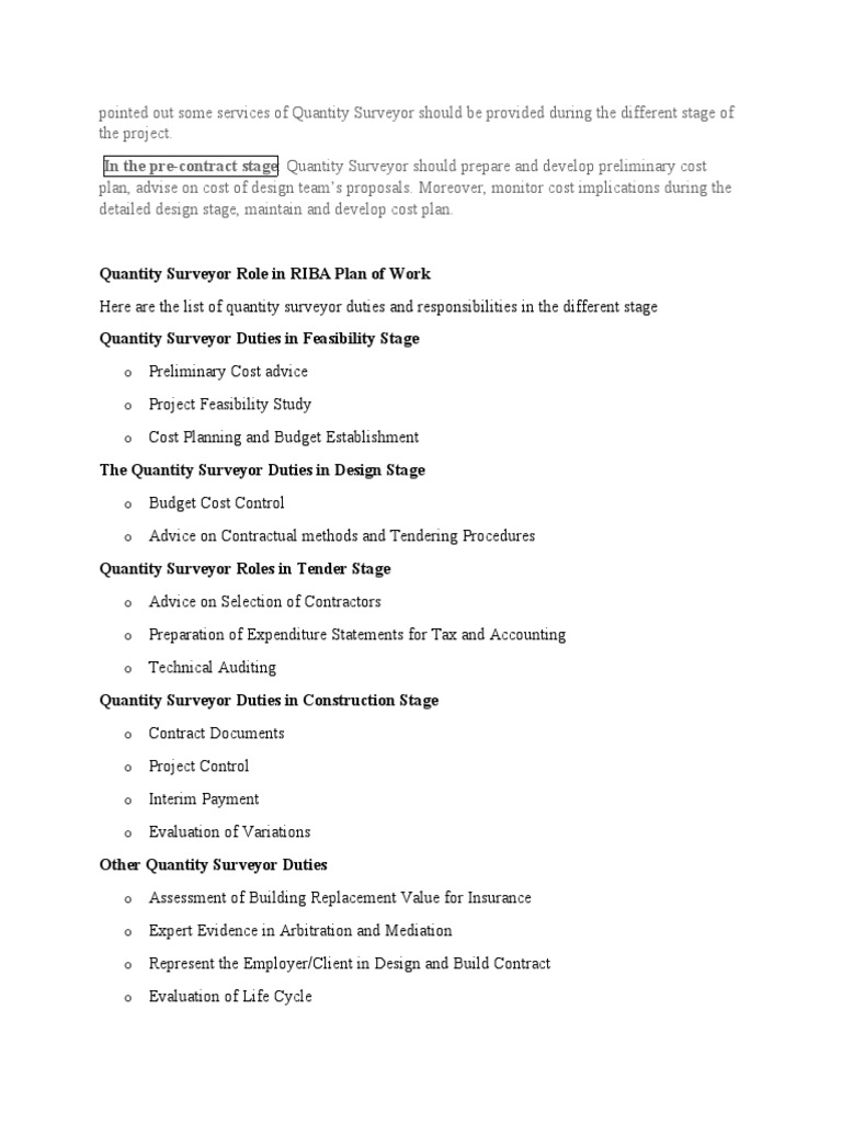 Services of Quantity Surveyor | PDF | Subcontractor | General Contractor